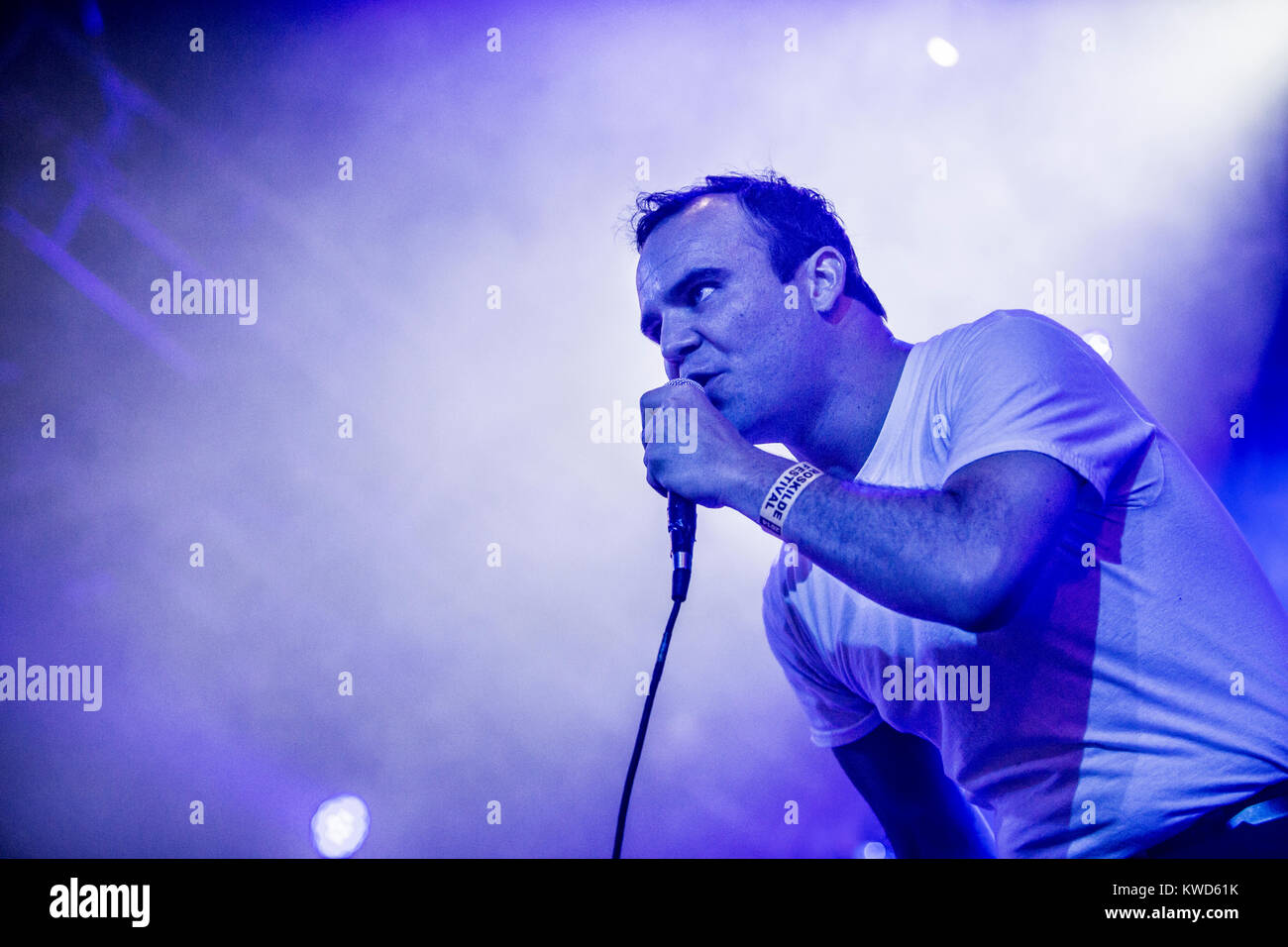 The American synthpop band Future Islands performs a live concert at ...