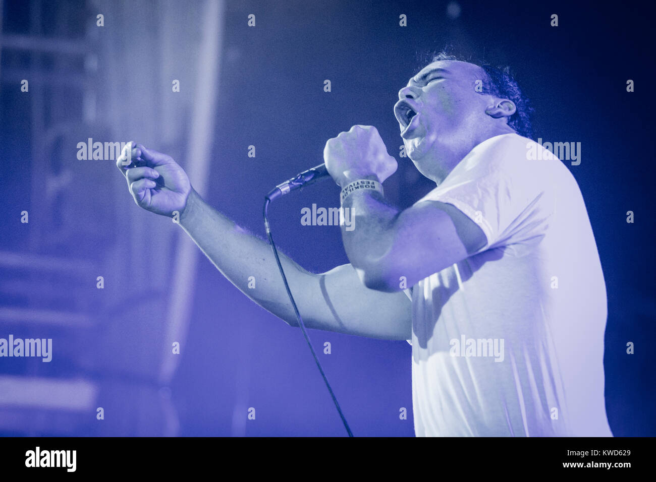 The American synthpop band Future Islands performs a live concert at ...