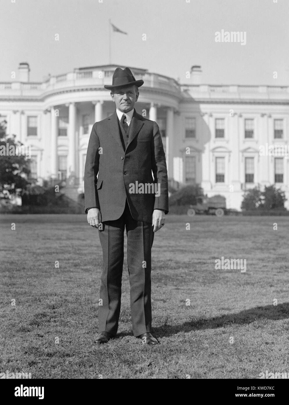 President Calvin Coolidge in full length portrait on south lawn of the ...