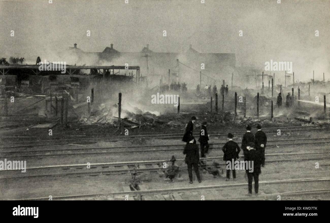 African American neighborhood destroyed by fire during 1919 Chicago ...