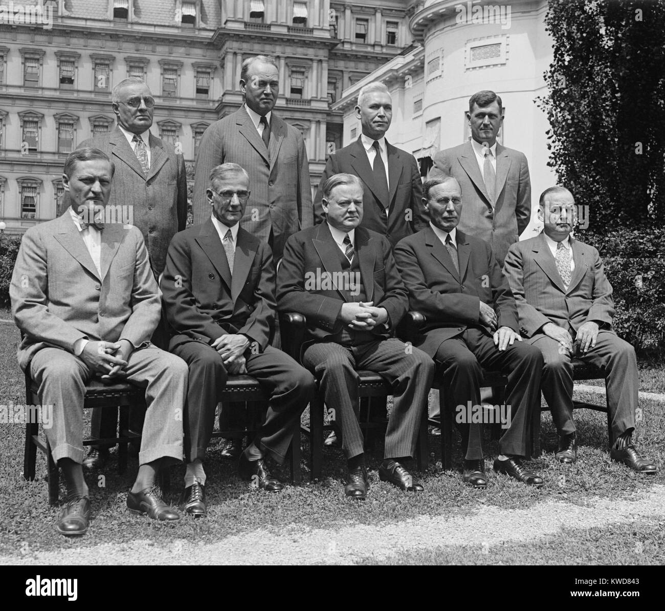 President Herbert Hoover (seated, center) with the Federal Farm Board ...