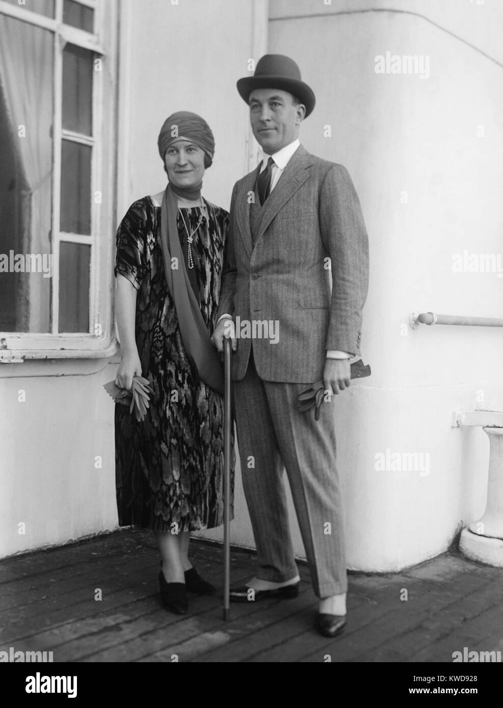 French fashion designer Jean Patou and Therese Bonney on an Ocean Liner ...