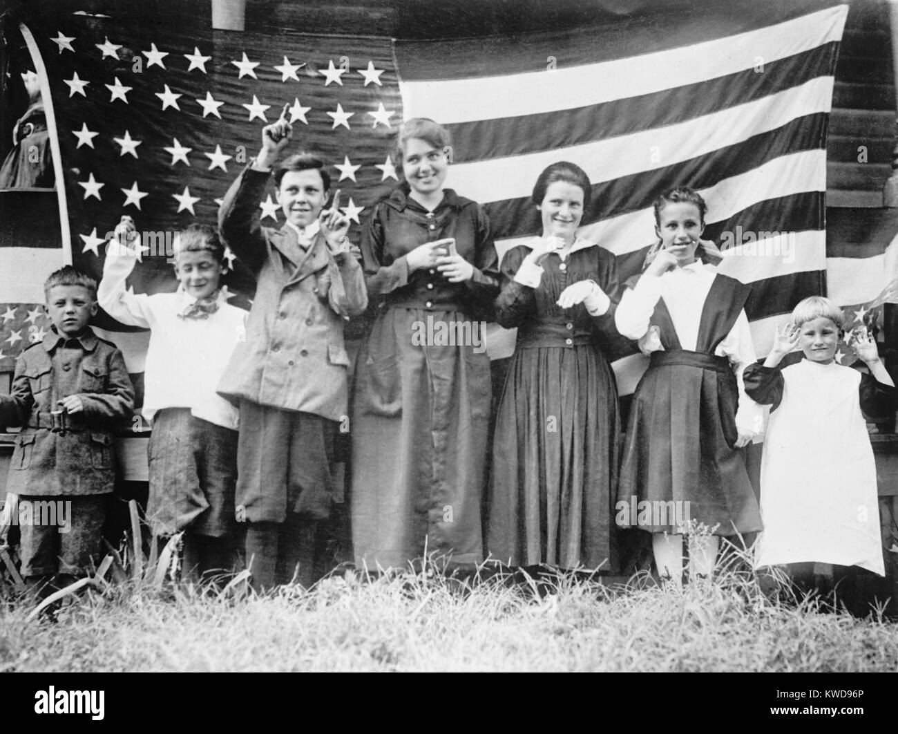 Sign school children in Black and White Stock Photos & Images - Alamy