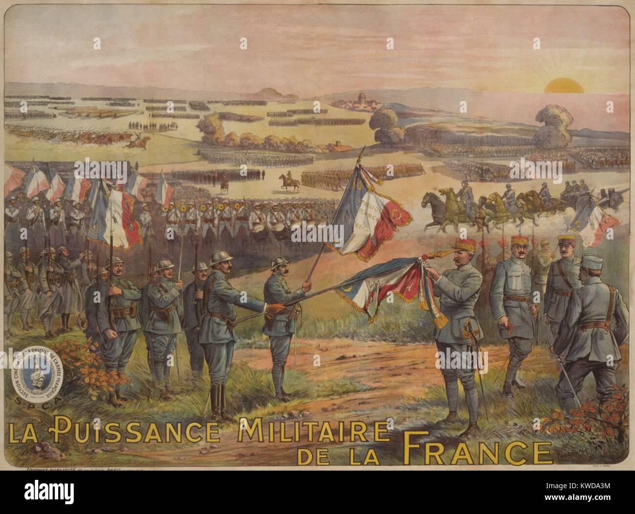 World War 1. 1917 French poster celebrating La Puissance Militaire de ...