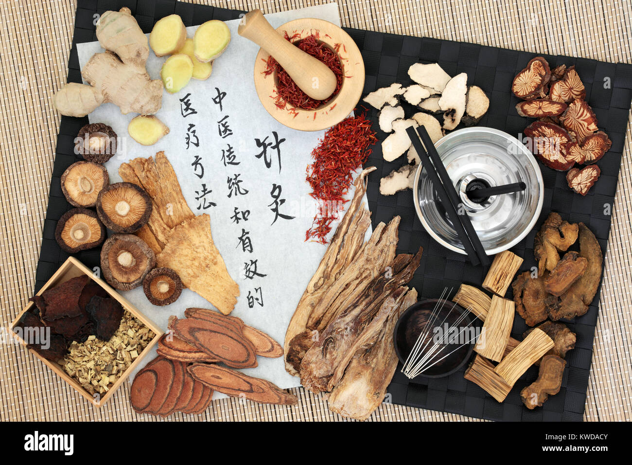Chinese acupuncture needles and moxa sticks used in moxibustion therapy ...