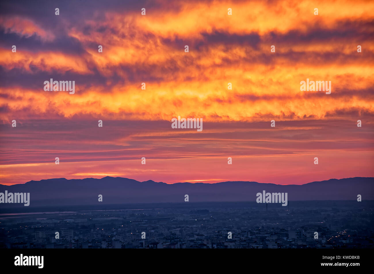 explosion of colors from the first sunset of the new year (2018) in the ...