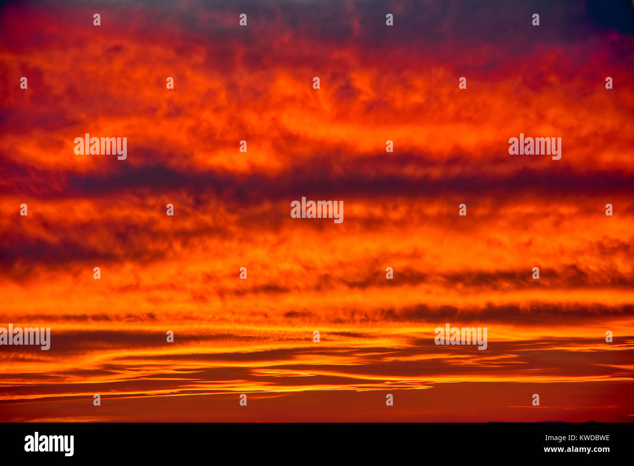 explosion of colors from the first sunset of the new year (2018) in the ...