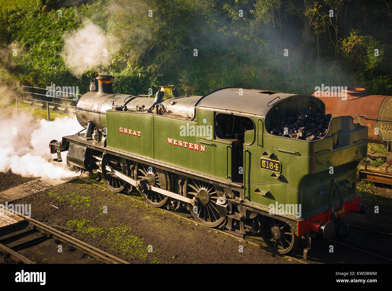 Ex-GWR 2-6-2T steam engine operating on the Severn Valley Railway line ...