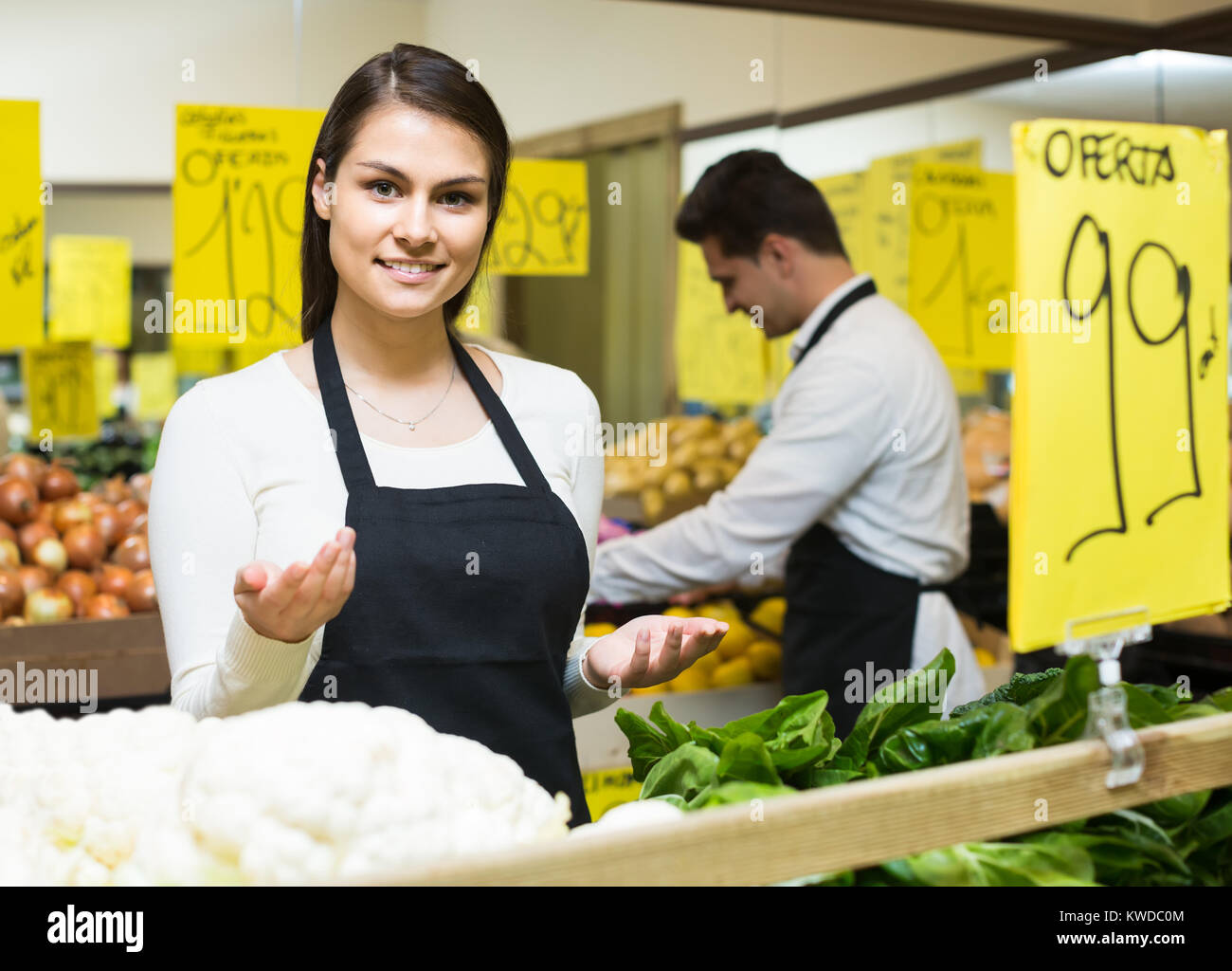 adult european shop people standing near cabbage in grocery Stock Photo ...