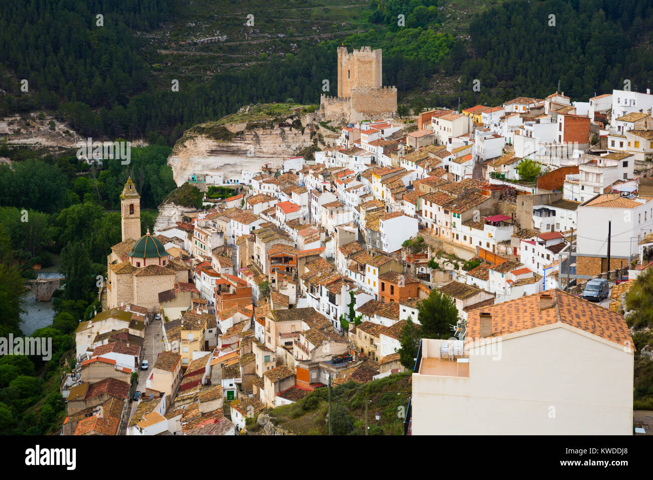 General view of Alcala del Jucar. Spain Stock Photo - Alamy