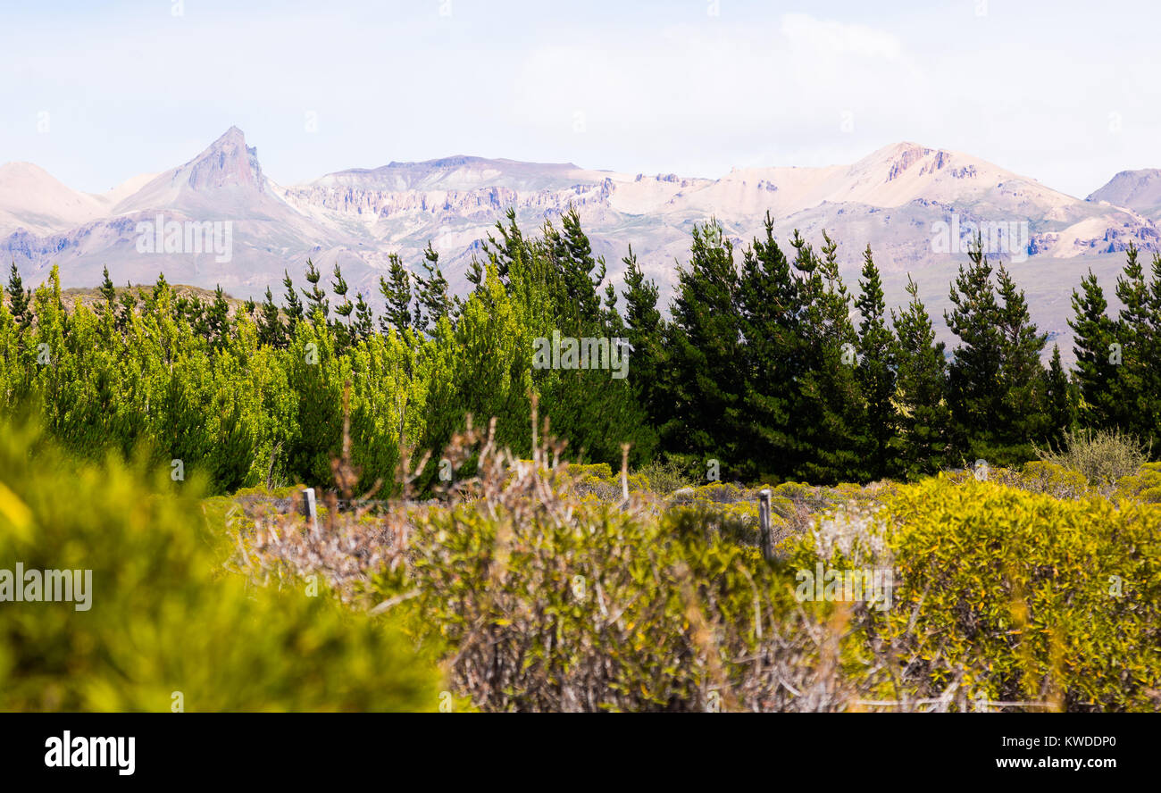 Peaks and slopes of Andes mountains bordering Chile, Los Antiguos ...
