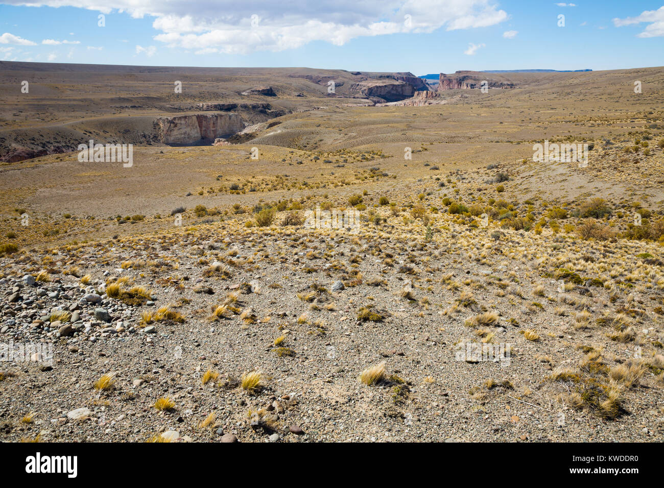 Cliffs and canyons of Andes foothills on sunny day. Patagonia ...