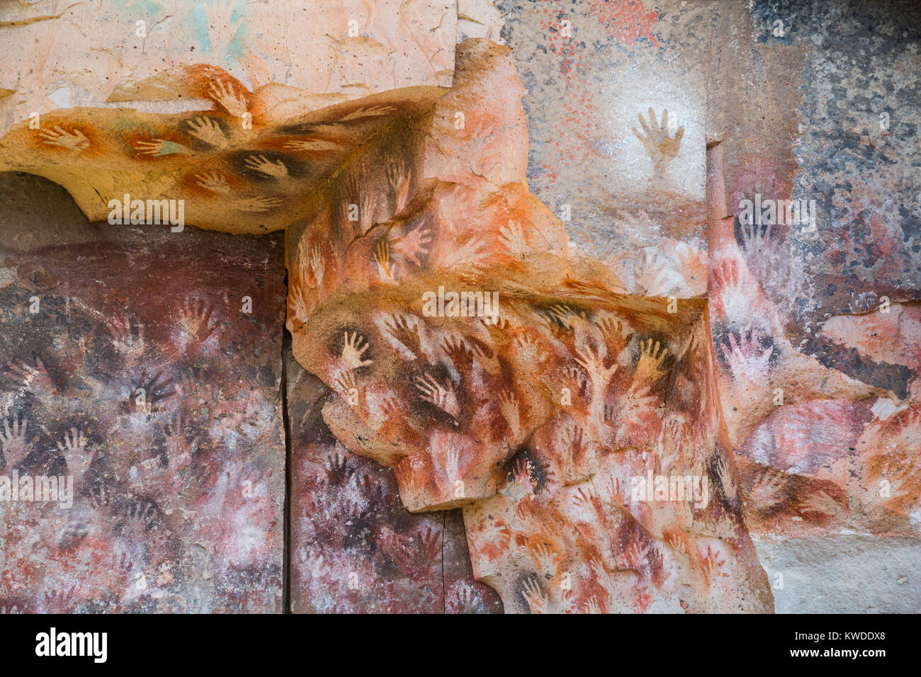 Cave paintings in caves of Cueva de las Manos, Santa Cruz Province ...