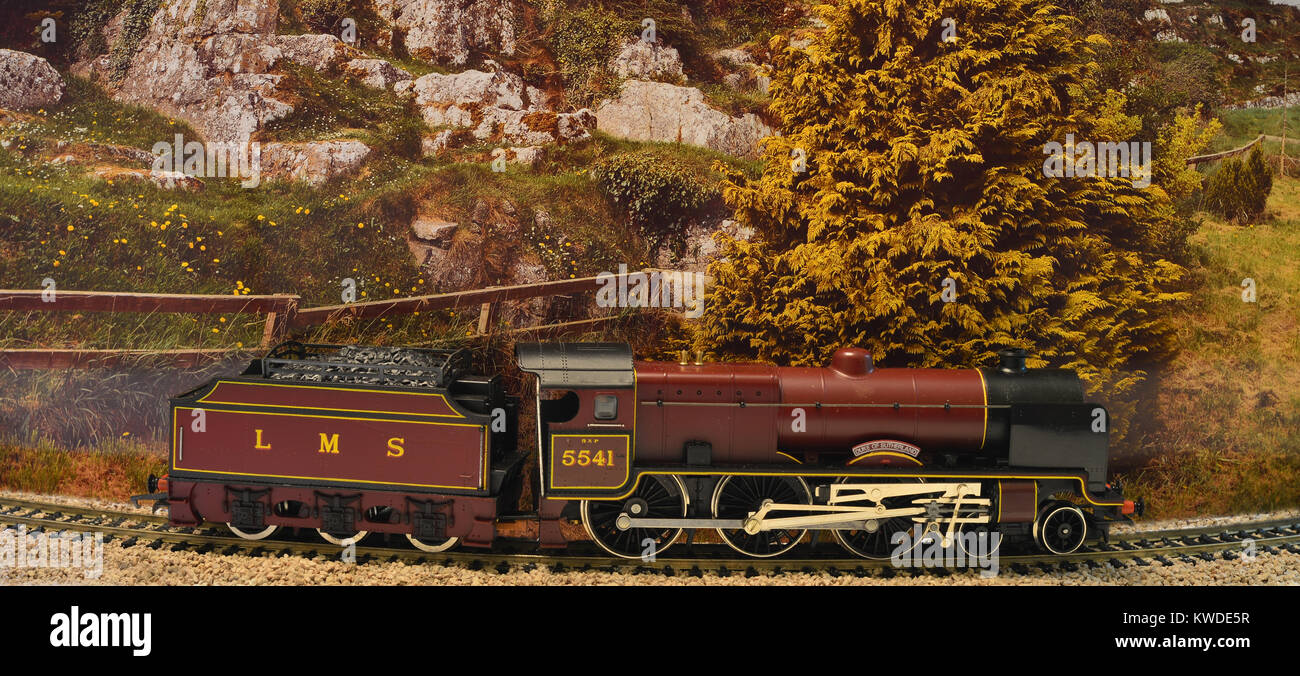 Duke of Sutherland model locomotive on a scenic background Stock Photo ...