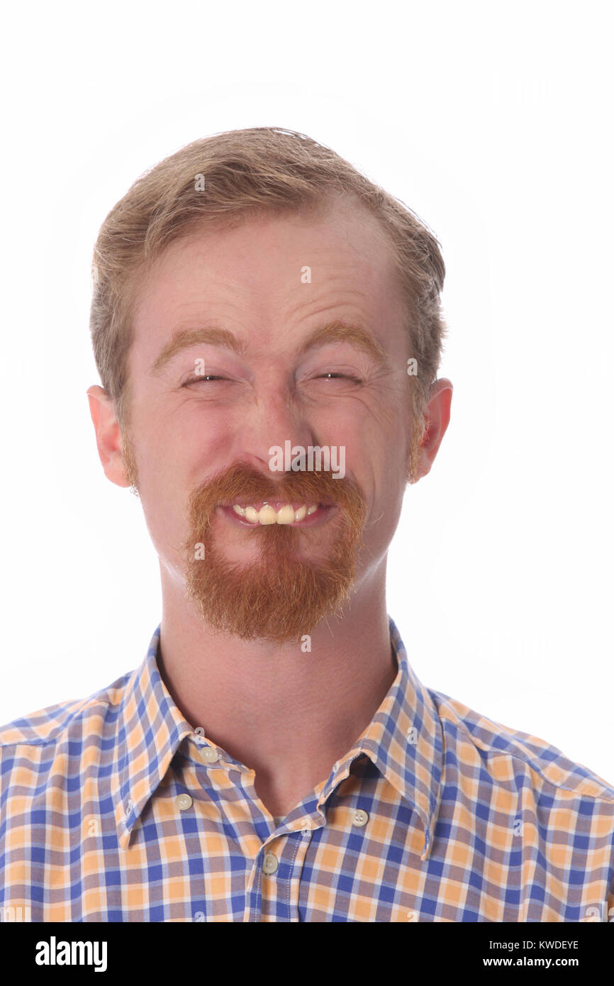 Portrait of funny man on white background Stock Photo - Alamy