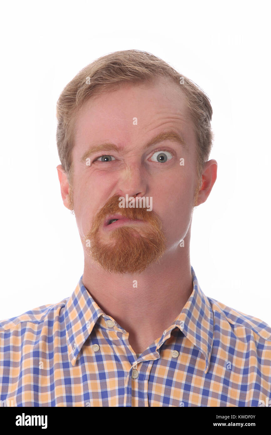 Portrait of funny man on white background Stock Photo - Alamy