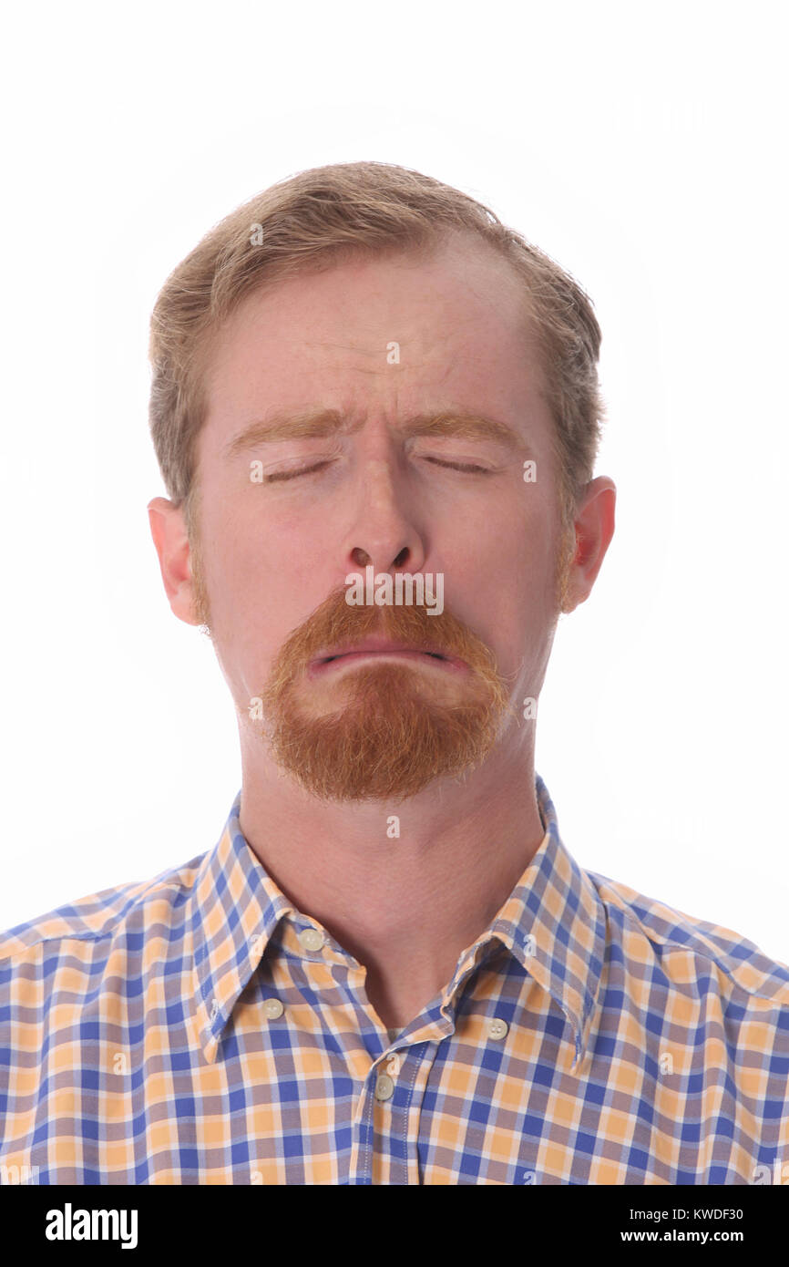 Portrait of man crying, on white background Stock Photo - Alamy