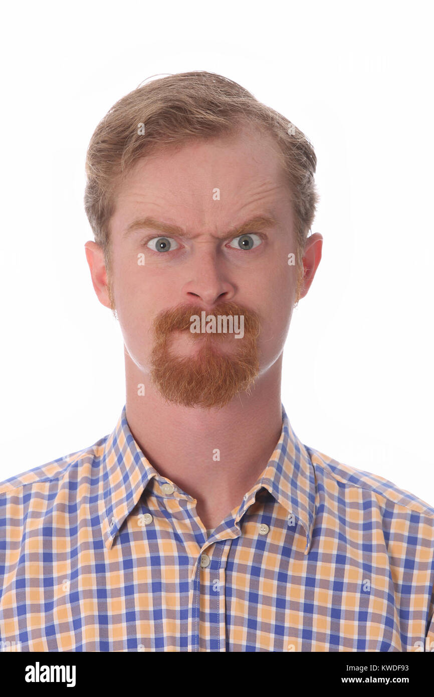 Portrait of angry man on white background Stock Photo - Alamy