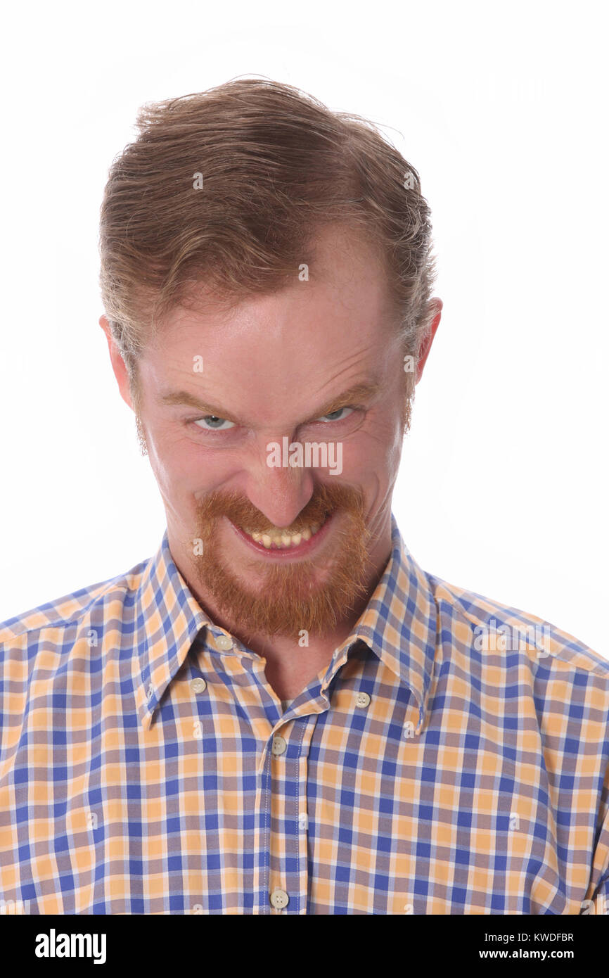 Portrait of angry man on white background Stock Photo - Alamy