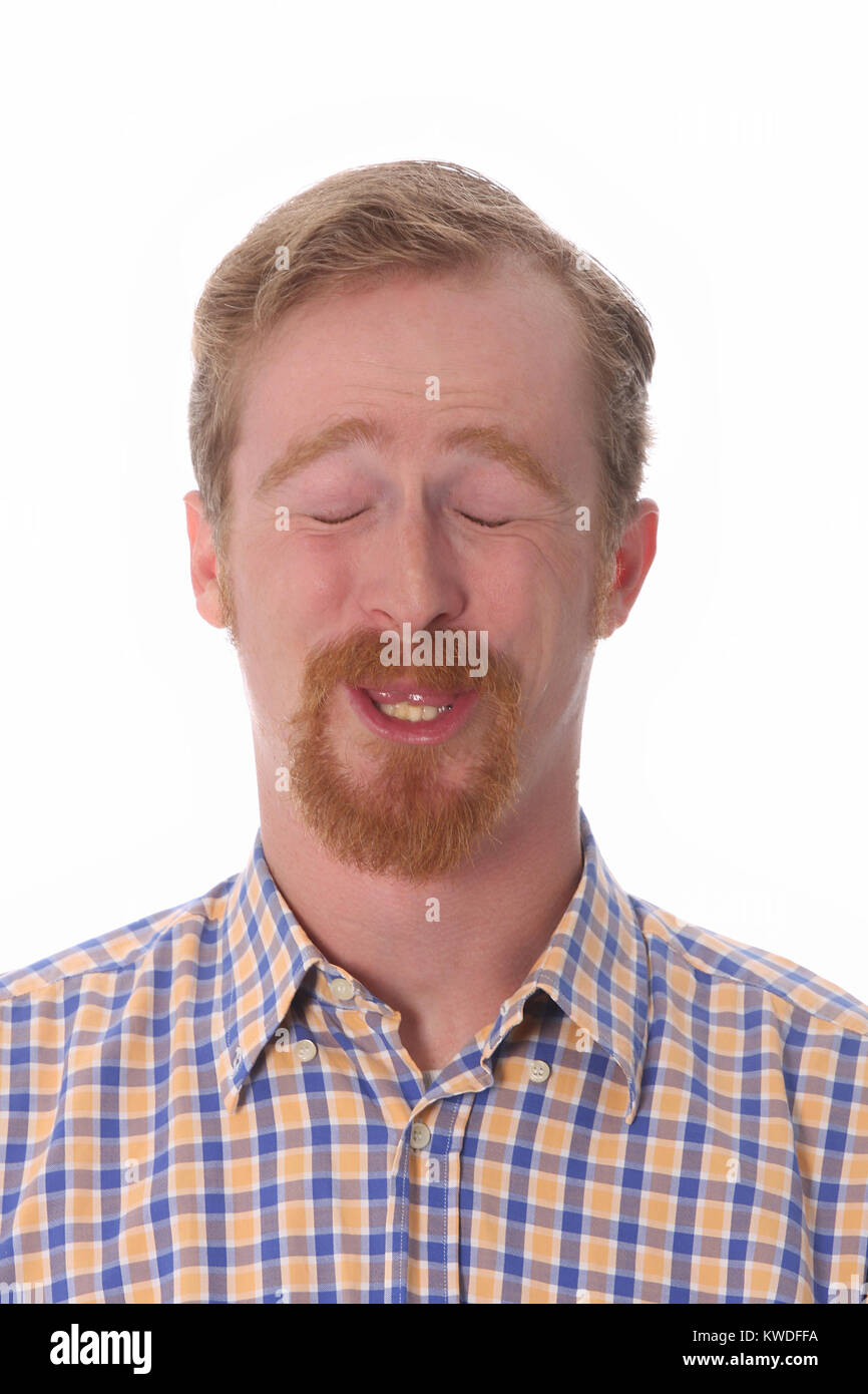 Portrait of funny man on white background Stock Photo - Alamy