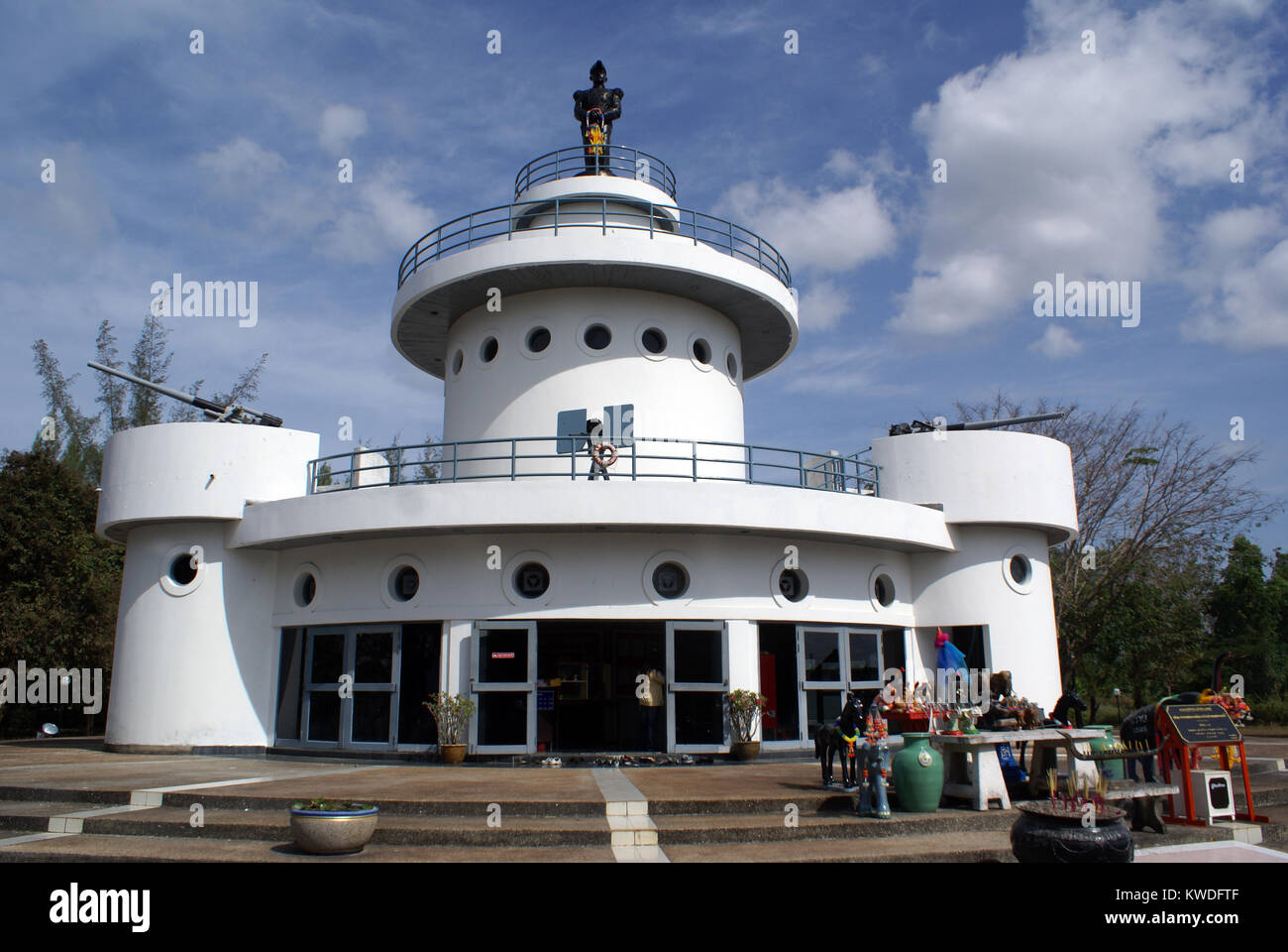 Big white marine monument in Thailand Stock Photo - Alamy