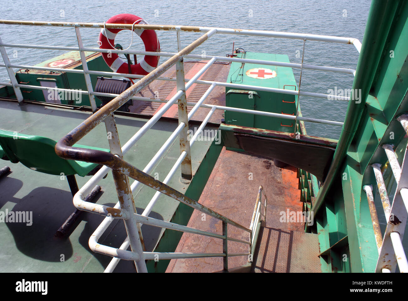 Dech on the green ferry Stock Photo - Alamy