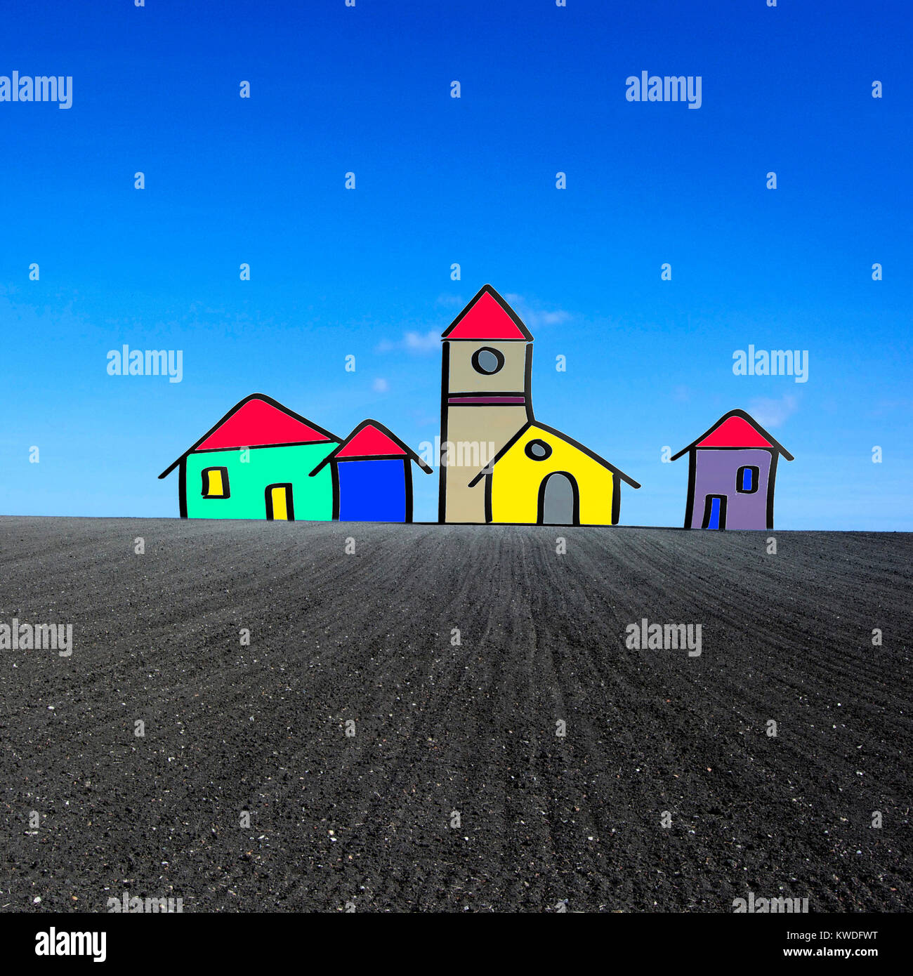 Illustration of a french village Stock Photo - Alamy