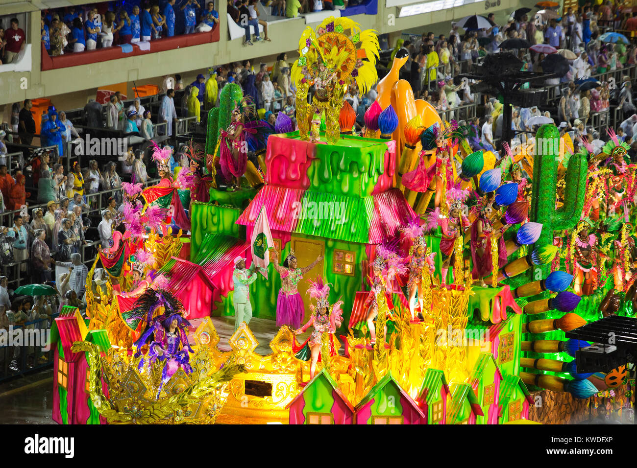 Carnival in Rio, the samba school parade starts at sambodromo, with the ...