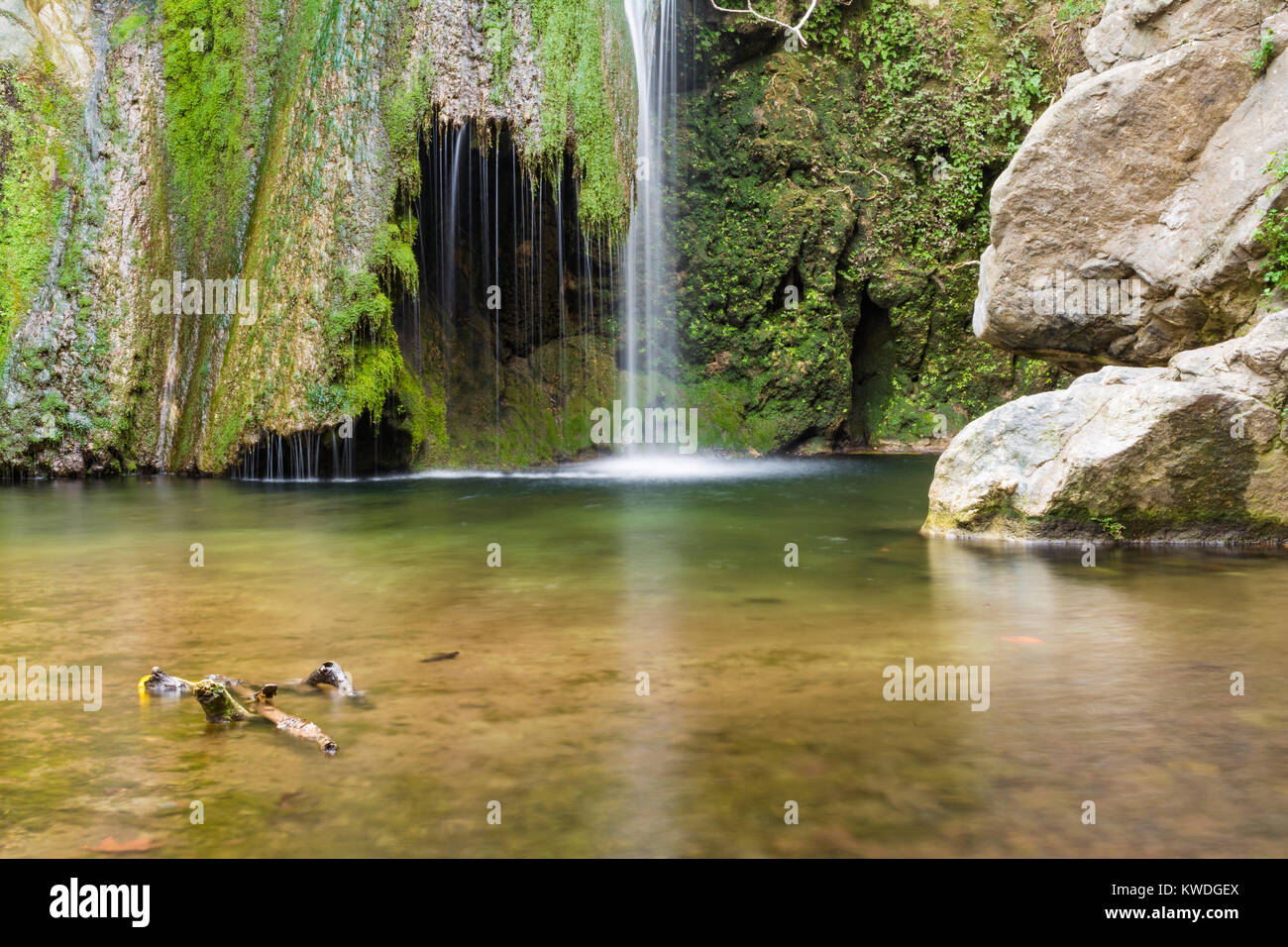 Waterfall in the gorge of Richtis at winter - Crete, Greece Stock Photo ...