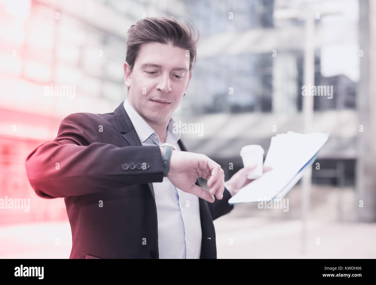 Portrait of busy man in suit rushing to important meeting Stock Photo ...