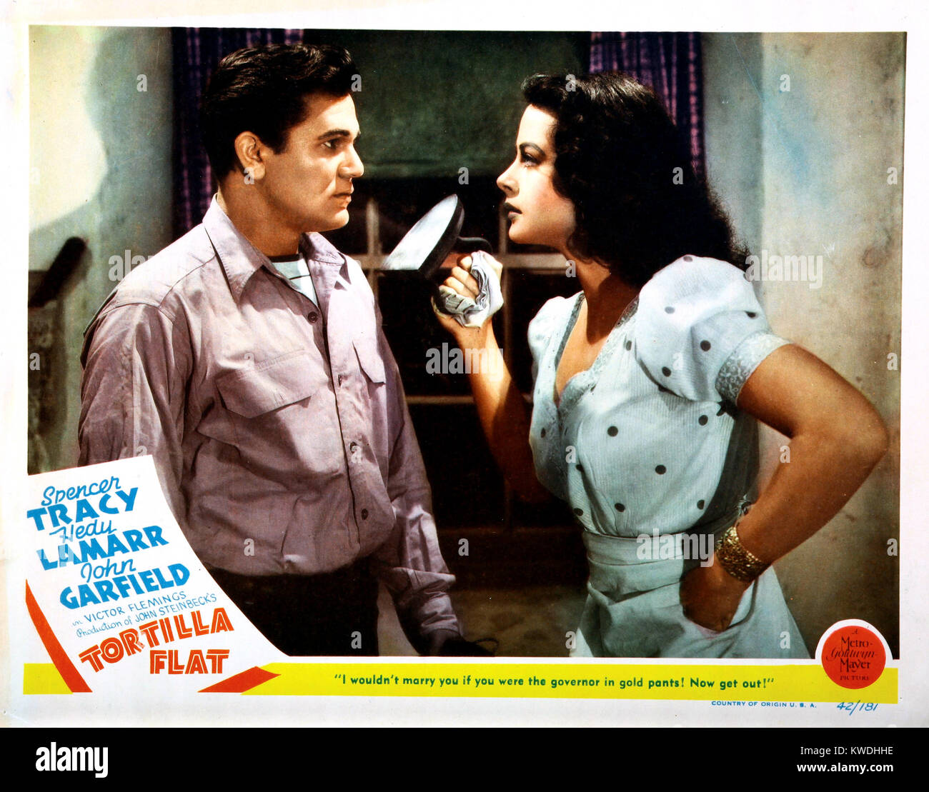 TORTILLA FLAT, US lobbycard, from left: John Garfield, Hedy Lamarr ...