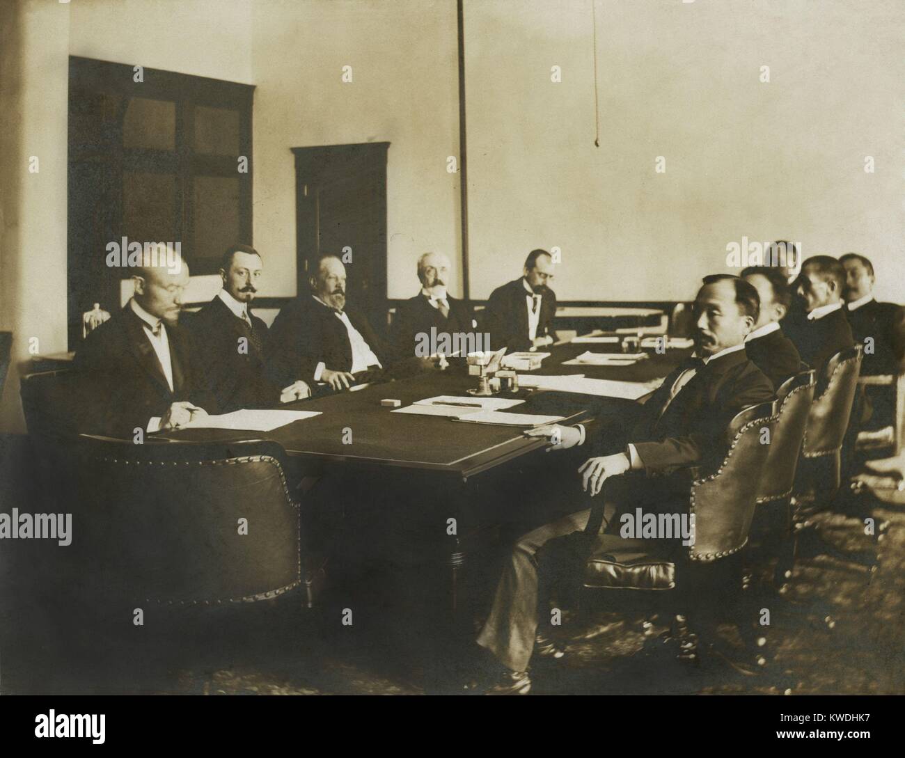 Russian and Japanese diplomats at the negotiating table, Portsmouth ...