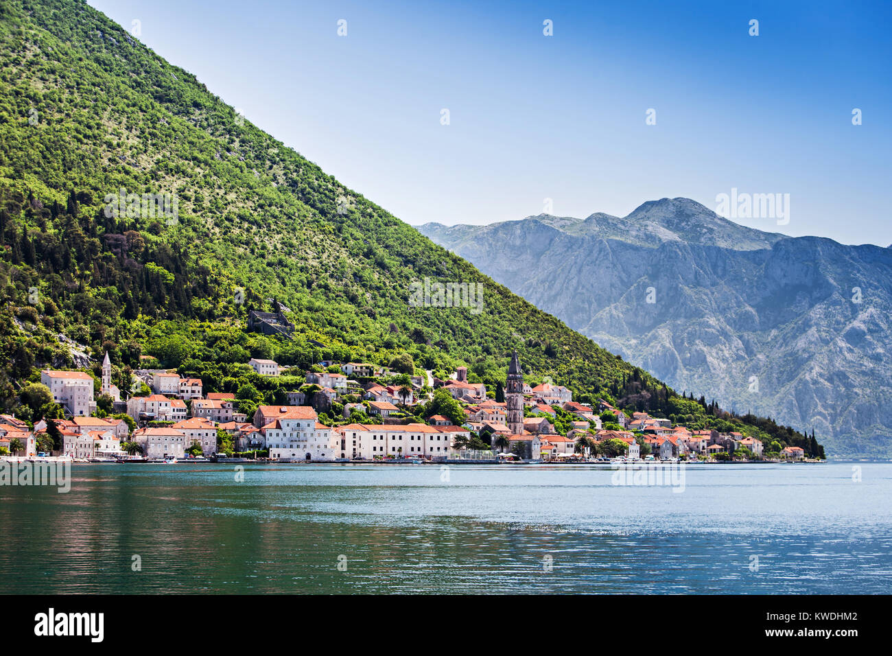 View to Perast town from the sea, Montenegro Stock Photo - Alamy