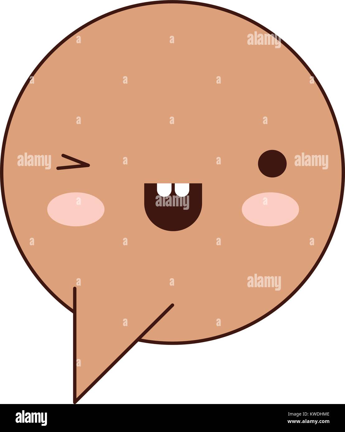 kawaii circular dialogue speech with tail in colorful silhouette Stock ...