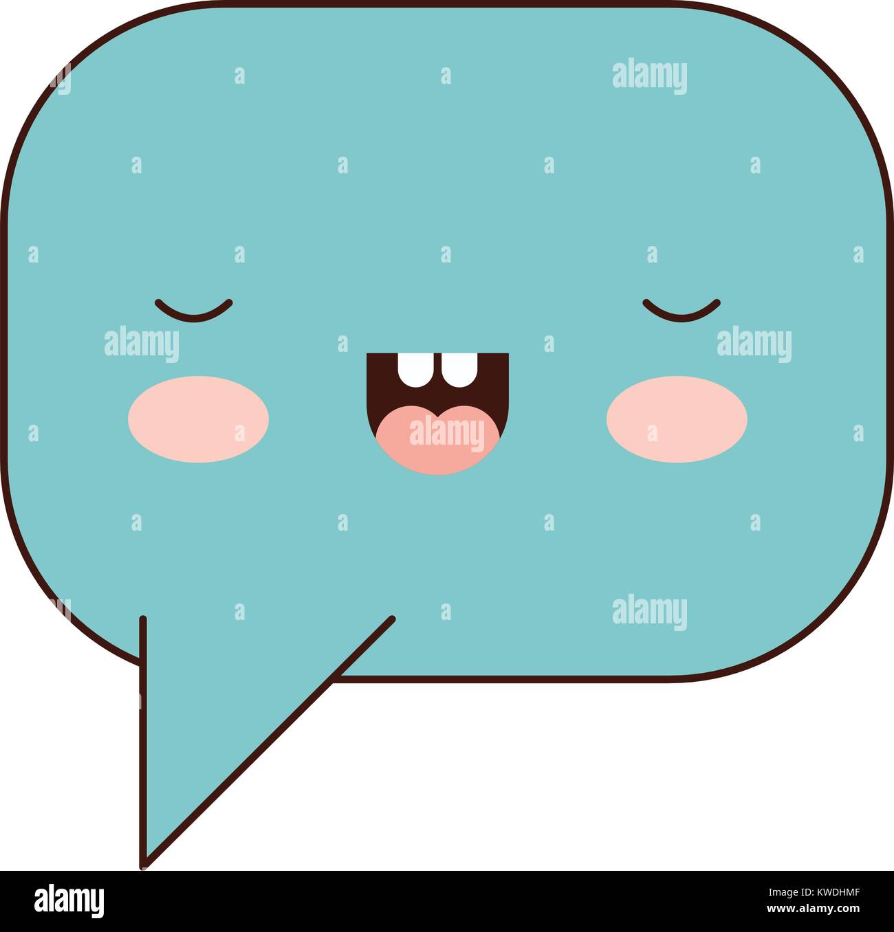 kawaii square dialogue speech and rounded with tail in colorful ...