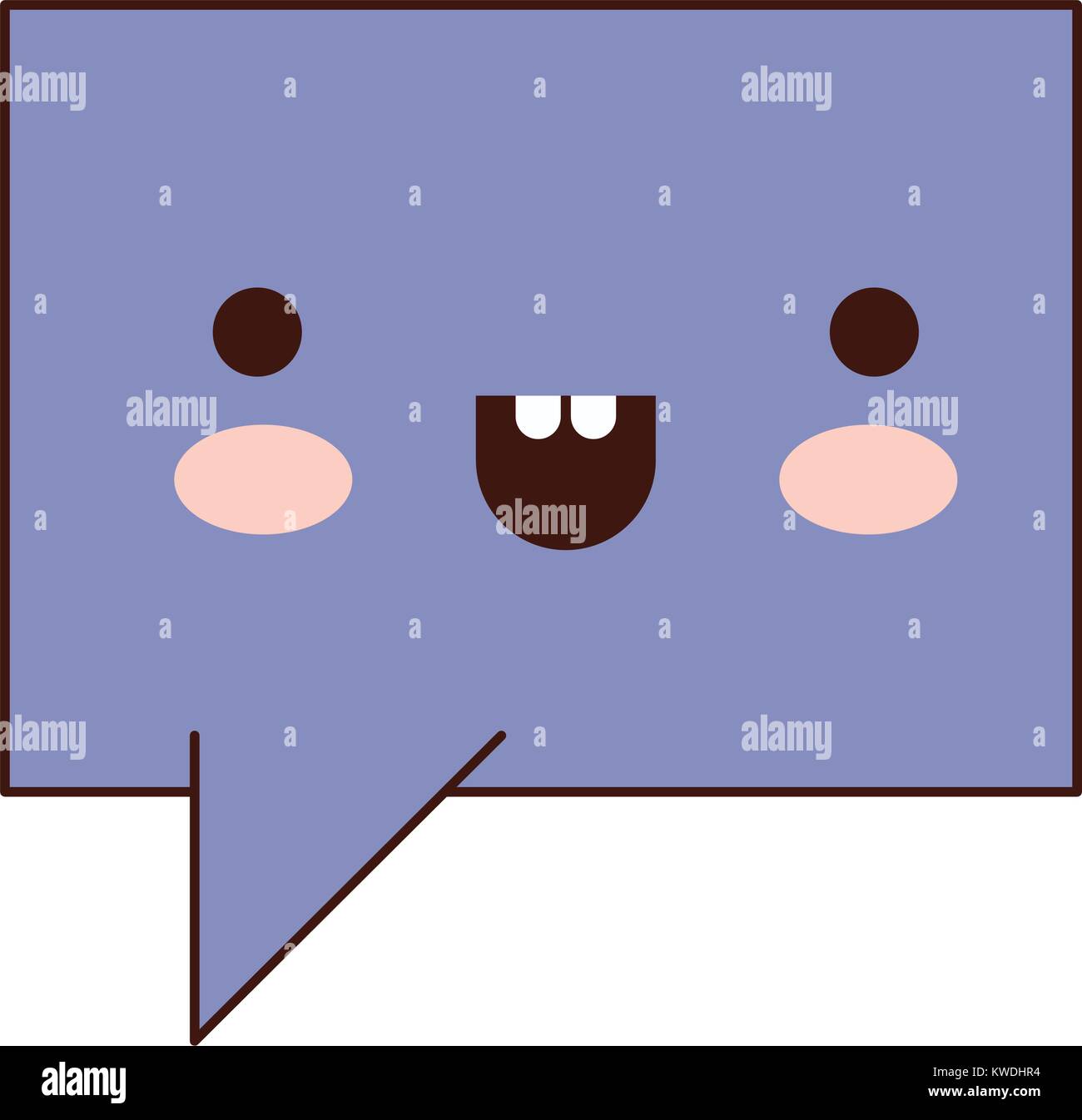 kawaii square dialogue speech with tail in colorful silhouette Stock ...