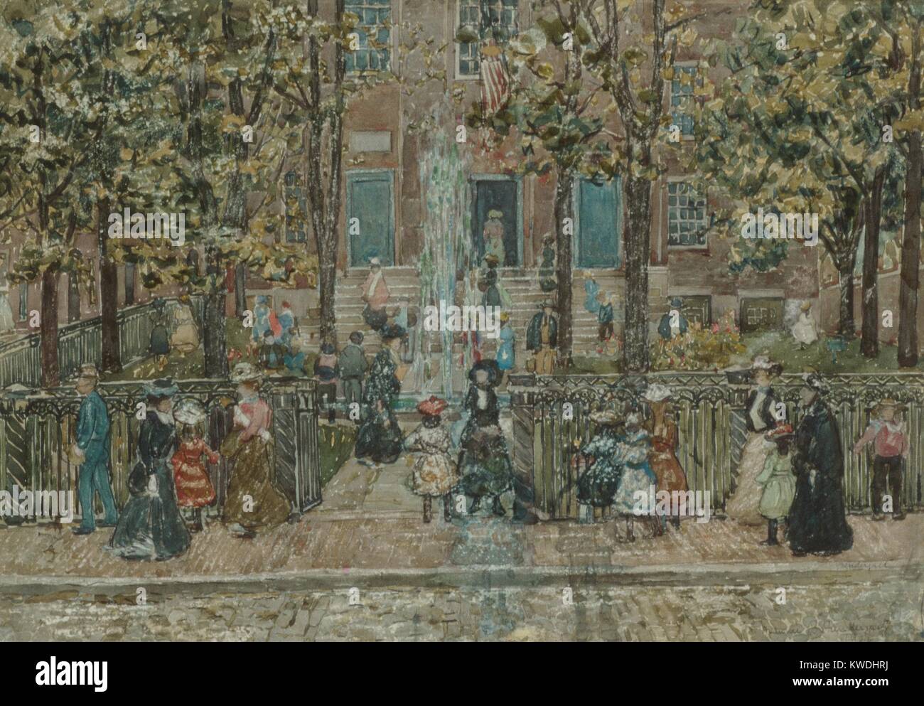 COURT YARD, WEST END LIBRARY, BOSTON, by Maurice Brazil Prendergast ...