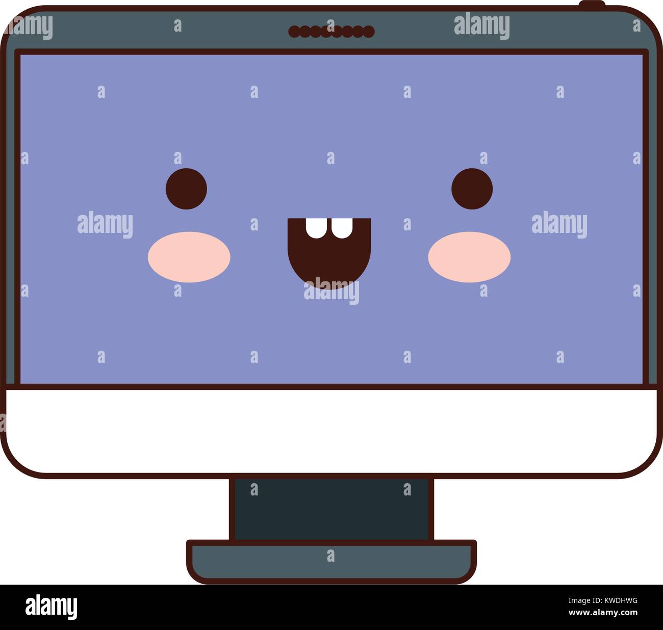 kawaii desktop computer in colorful silhouette Stock Vector Image & Art ...