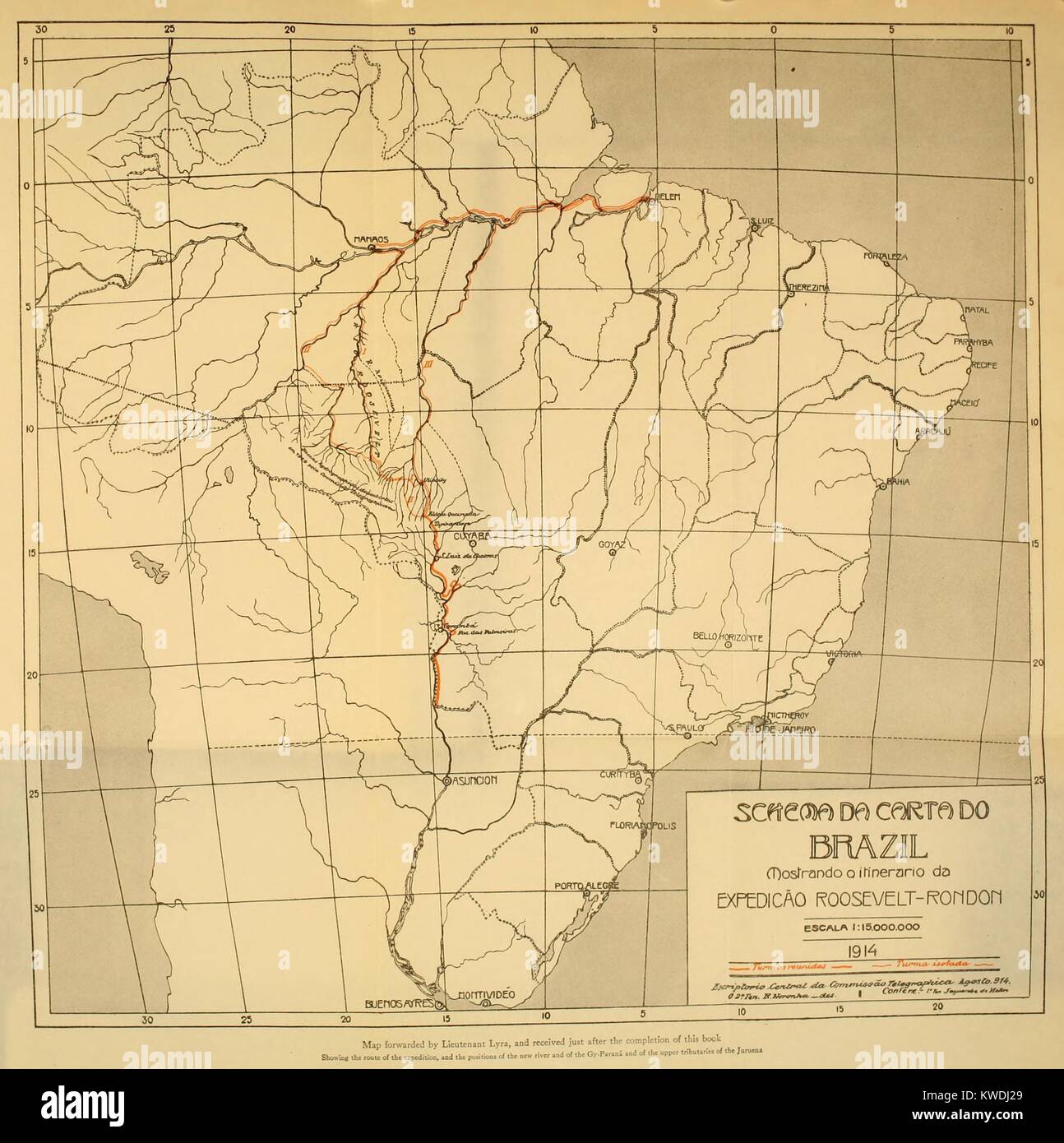 Map of the Roosevelt-Rondon Scientific Expedition of the American ...