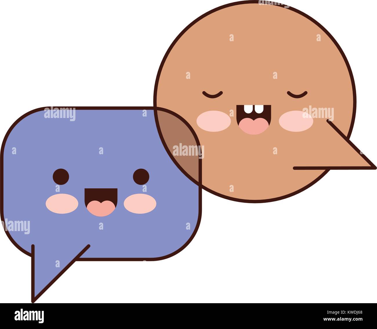 kawaii dialogue speech set with tail in colorful silhouette Stock ...