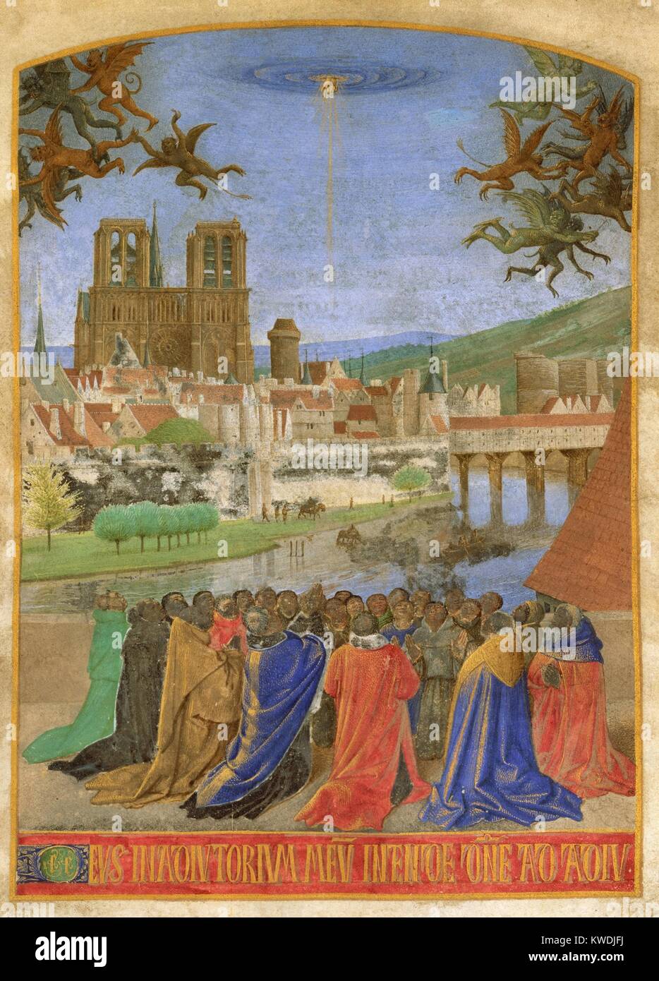 HAND OF GOD PROTECTING THE FAITHFUL AGAINST DEMONS, by Jean Fouquet ...