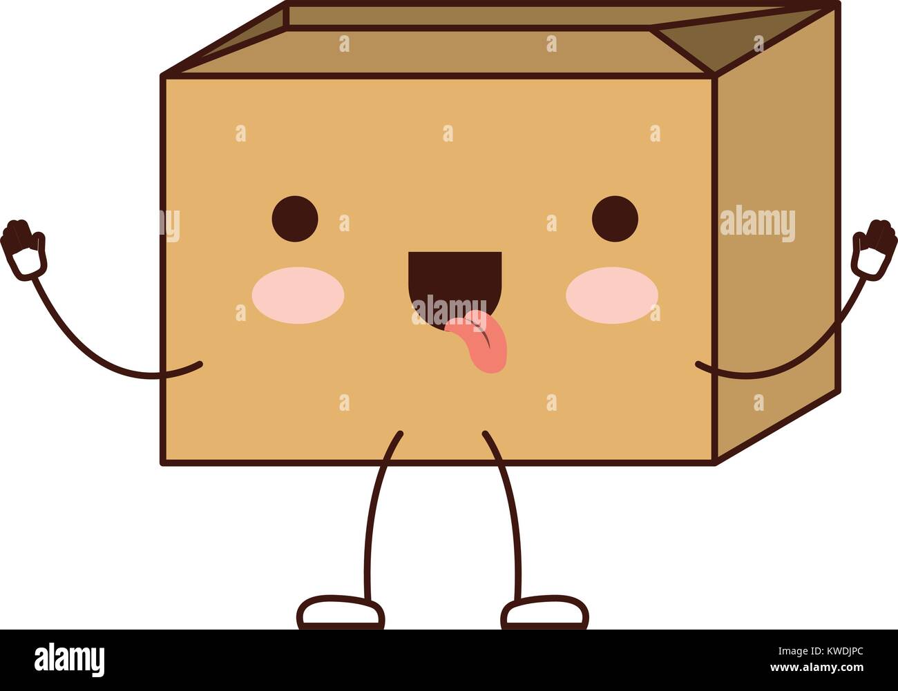 sealed kawaii animated cardboard box in colorful silhouette Stock ...