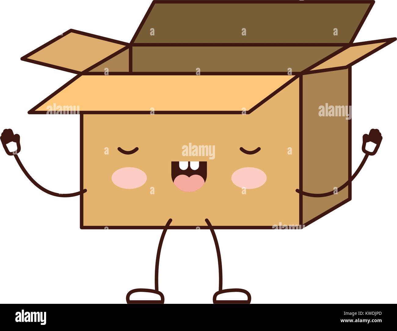 opened kawaii animated cardboard box in colorful silhouette Stock ...