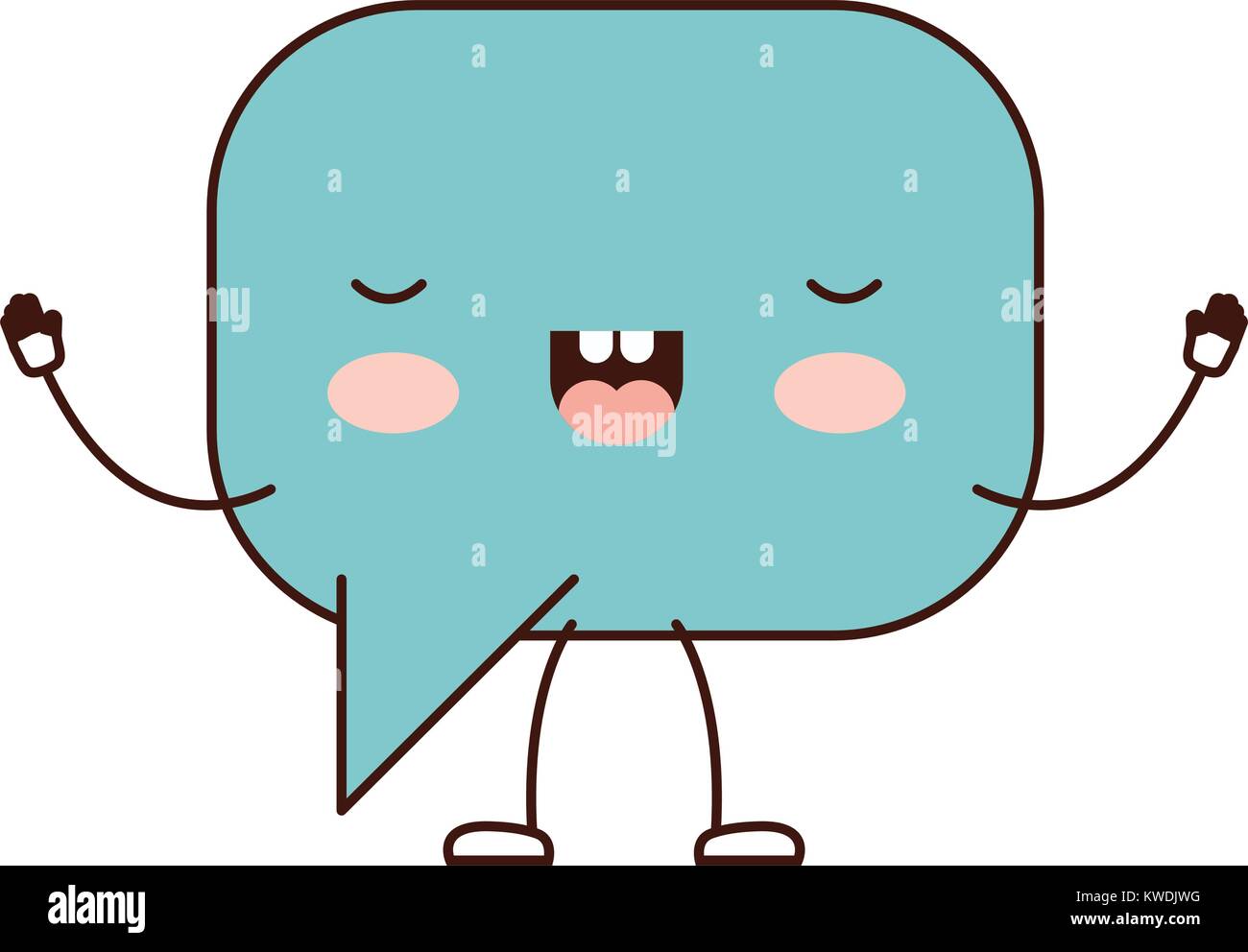 animated kawaii square dialogue speech and rounded with tail in ...