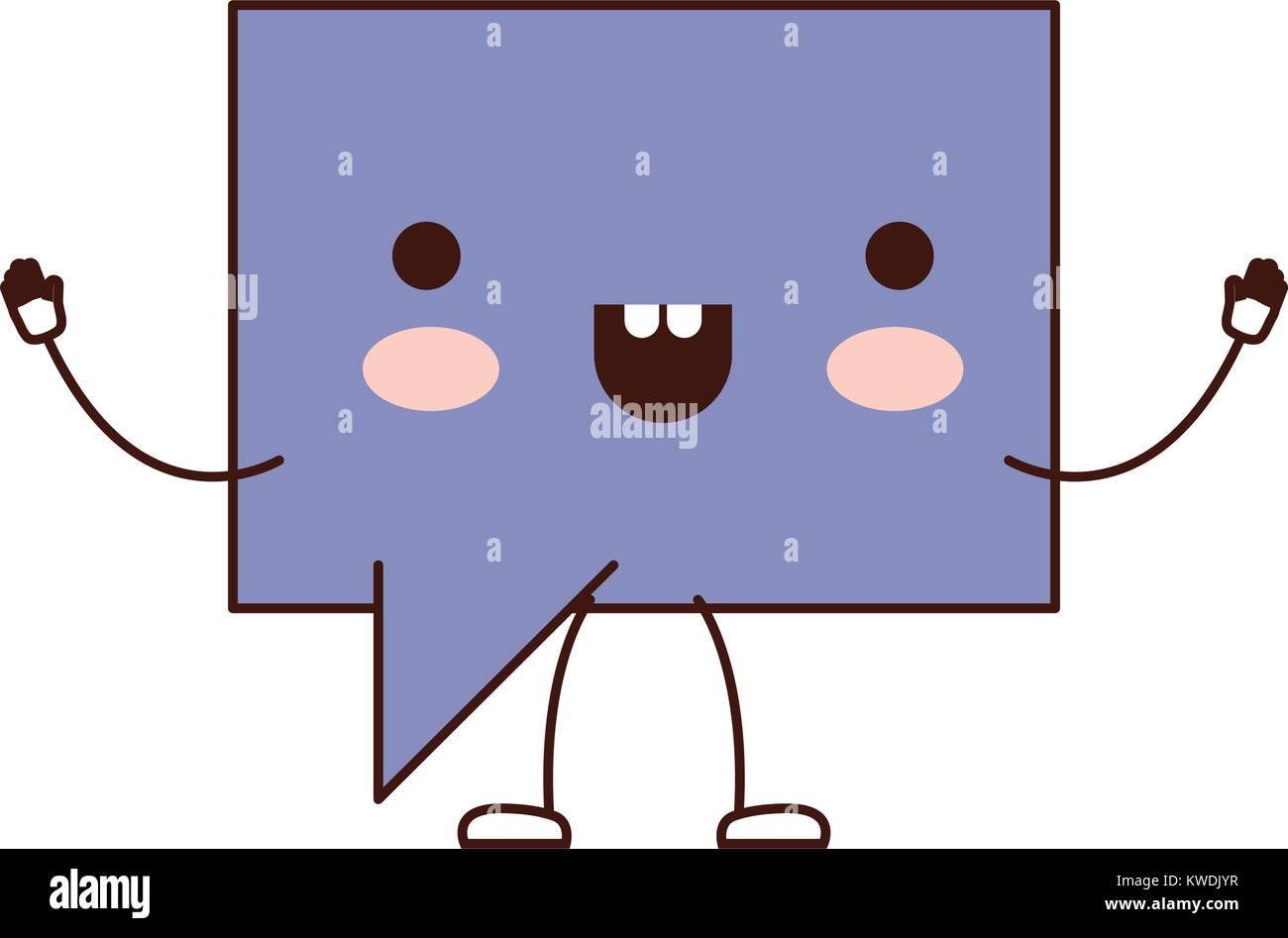 animated kawaii square dialogue speech with tail in colorful silhouette ...