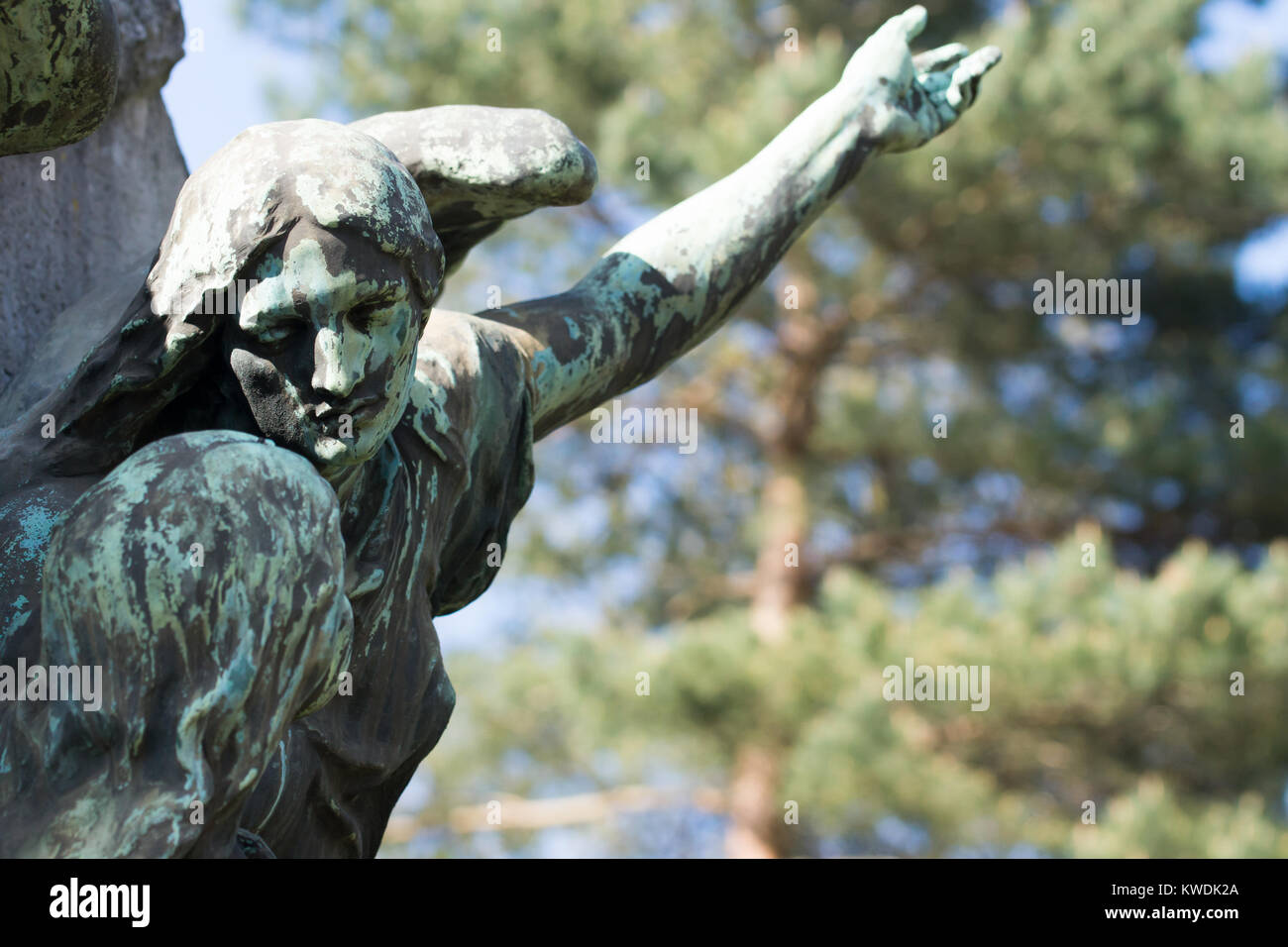 Statue of a celestial being/ Angel guiding a human Stock Photo - Alamy