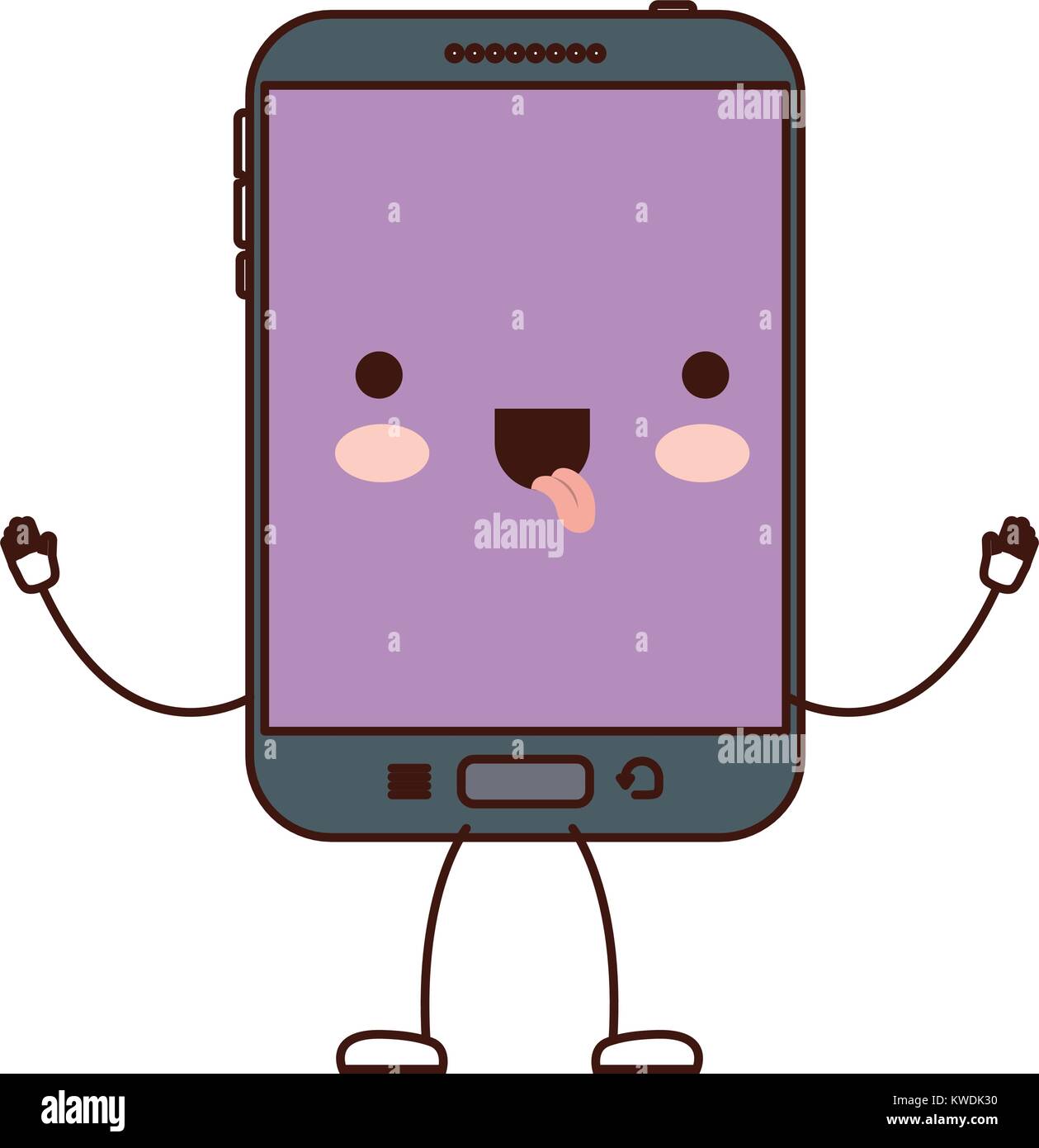 animated kawaii tablet device icon in colorful silhouette Stock Vector ...