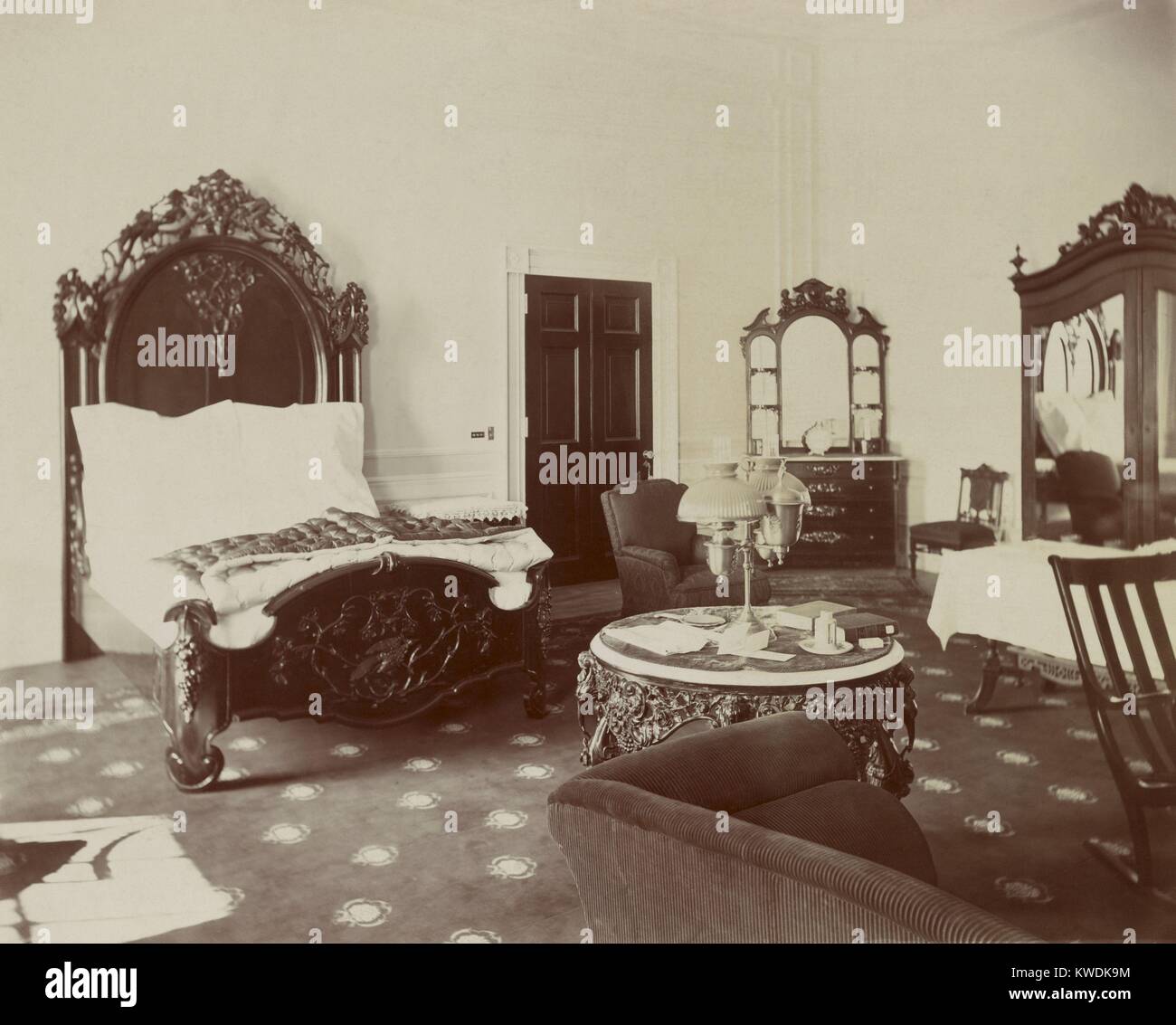 President Theodore Roosevelt room in the White House, in 1902. The ...