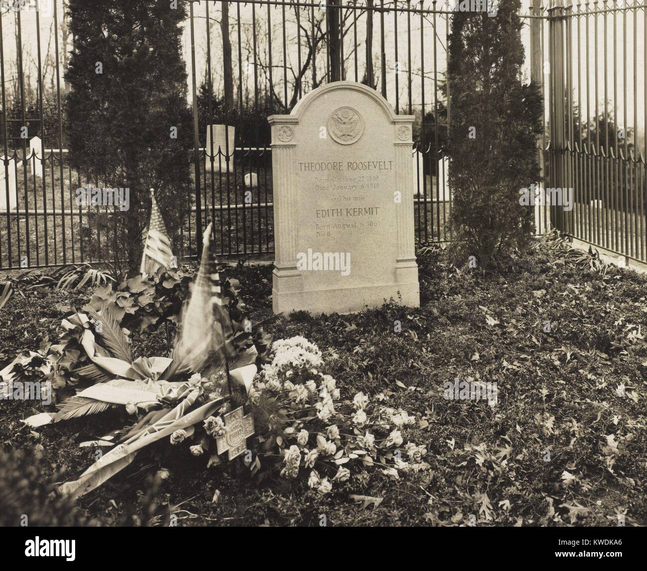 Theodore Roosevelts grave, at Youngs Memorial Cemetery in Oyster Bay. His wife Edith, eventually ...