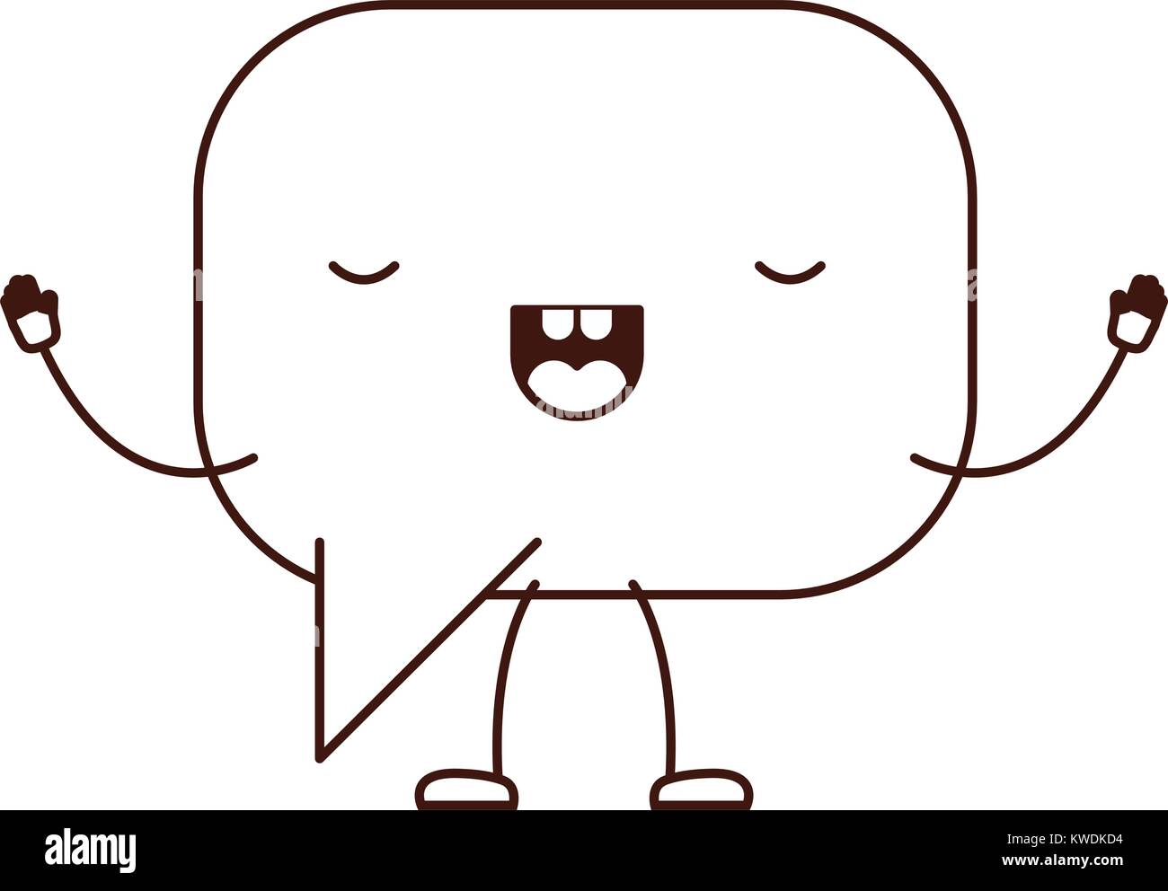 animated kawaii square dialogue speech and rounded with tail in ...
